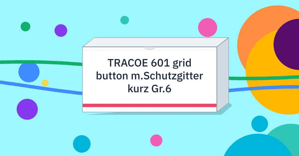 Symbolbild: Packung mit der Aufschrift TRACOE 601 grid button m.Schutzgitter kurz Gr.6 (PZN 00925146) – Verfügbarkeit und Bezug in Apotheken in Frankfurt am Main