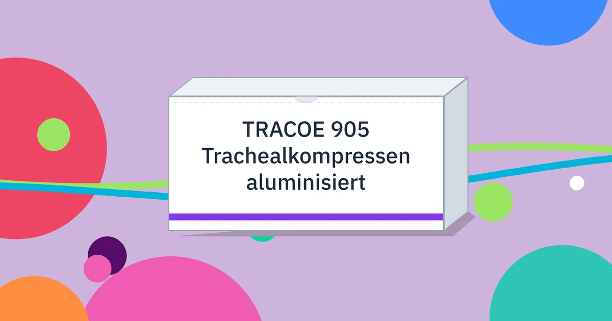 Symbolbild: Packung mit der Aufschrift TRACOE 905 Trachealkompressen aluminisiert (PZN 03931503) – Verfügbarkeit und Bezug in Apotheken in Frankfurt am Main