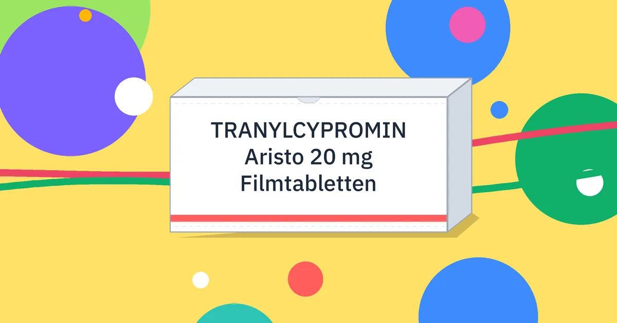 Symbolbild: Packung mit der Aufschrift TRANYLCYPROMIN Aristo 20 mg Filmtabletten (PZN 12461841) – Verfügbarkeit und Bezug in Apotheken in Frankfurt am Main