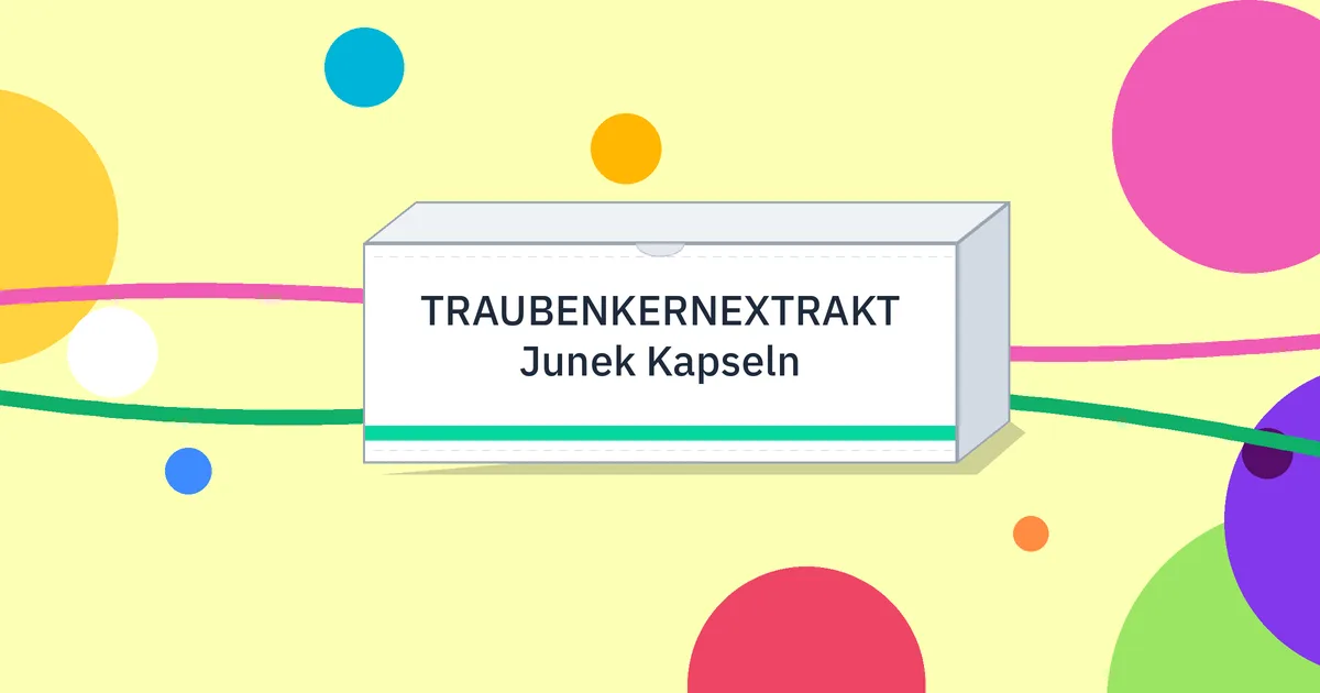 Symbolbild: Packung mit der Aufschrift TRAUBENKERNEXTRAKT Junek Kapseln (PZN 00137319) – Verfügbarkeit und Bezug in Apotheken in Frankfurt am Main