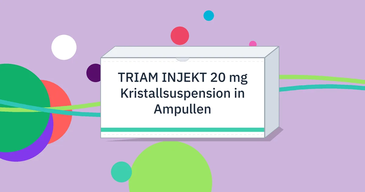 Symbolbild: Packung mit der Aufschrift TRIAM INJEKT 20 mg Kristallsuspension in Ampullen (PZN 08926470) – Verfügbarkeit und Bezug in Apotheken in Frankfurt am Main