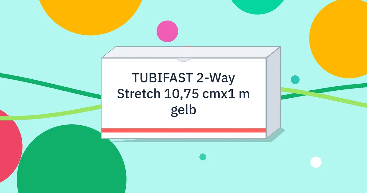 Symbolbild: Packung mit der Aufschrift TUBIFAST 2-Way Stretch 10,75 cmx1 m gelb (PZN 10809820) – Verfügbarkeit und Bezug in Apotheken in Frankfurt am Main