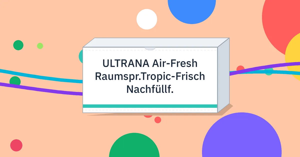 Symbolbild: Packung mit der Aufschrift ULTRANA Air-Fresh Raumspr.Tropic-Frisch Nachfüllf. (PZN 13814715) – Verfügbarkeit und Bezug in Apotheken in Frankfurt am Main