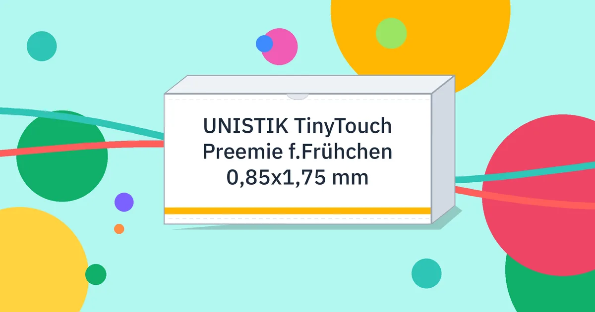 Symbolbild: Packung mit der Aufschrift UNISTIK TinyTouch Preemie f.Frühchen 0,85x1,75 mm (PZN 07521191) – Verfügbarkeit und Bezug in Apotheken in Frankfurt am Main