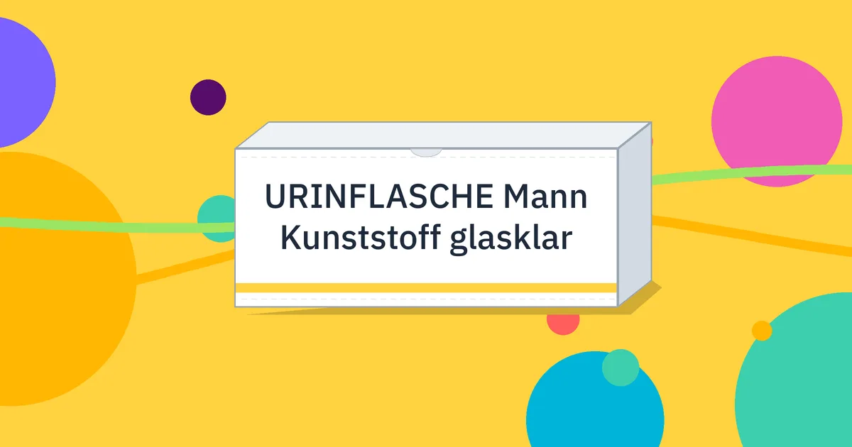 Symbolbild: Packung mit der Aufschrift URINFLASCHE Mann Kunststoff glasklar (PZN 08528350) – Verfügbarkeit und Bezug in Apotheken in Frankfurt am Main