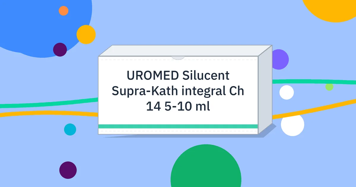 Symbolbild: Packung mit der Aufschrift UROMED Silucent Supra-Kath integral Ch 14 5-10 ml (PZN 10785918) – Verfügbarkeit und Bezug in Apotheken in Frankfurt am Main
