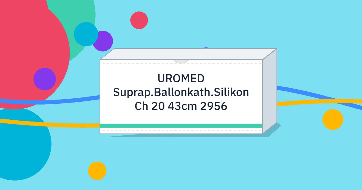 Symbolbild: Packung mit der Aufschrift UROMED Suprap.Ballonkath.Silikon Ch 20 43cm 2956 (PZN 00051807) – Verfügbarkeit und Bezug in Apotheken in Frankfurt am Main