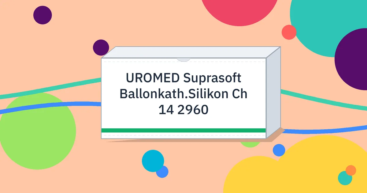 Symbolbild: Packung mit der Aufschrift UROMED Suprasoft Ballonkath.Silikon Ch 14 2960 (PZN 04741880) – Verfügbarkeit und Bezug in Apotheken in Frankfurt am Main