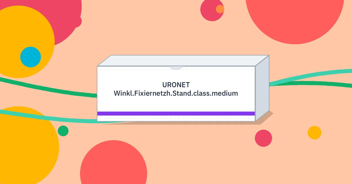 Symbolbild: Packung mit der Aufschrift URONET Winkl.Fixiernetzh.Stand.class.medium (PZN 08536527) – Verfügbarkeit und Bezug in Apotheken in Frankfurt am Main