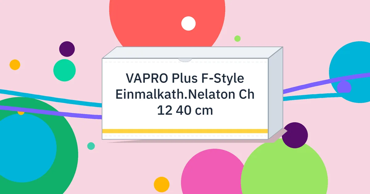 Symbolbild: Packung mit der Aufschrift VAPRO Plus F-Style Einmalkath.Nelaton Ch 12 40 cm (PZN 19639348) – Verfügbarkeit und Bezug in Apotheken in Frankfurt am Main