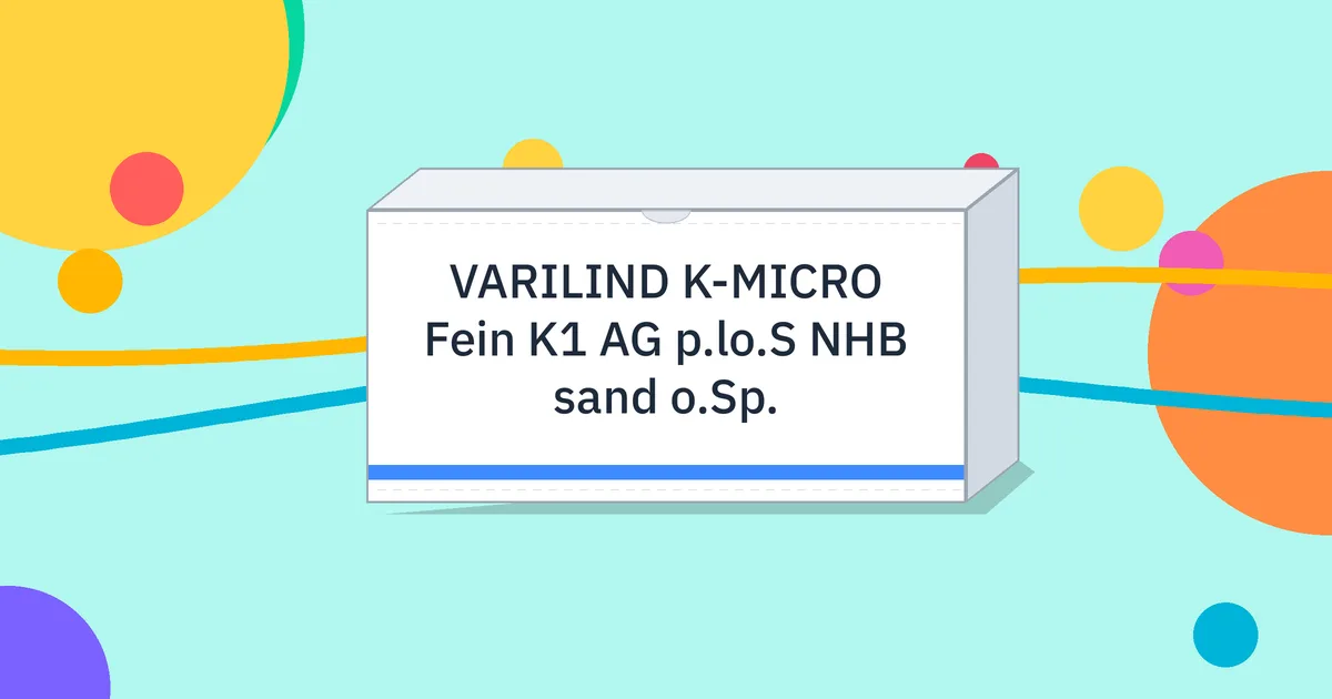 Symbolbild: Packung mit der Aufschrift VARILIND K-MICRO Fein K1 AG p.lo.S NHB sand o.Sp. (PZN 20554692) – Verfügbarkeit und Bezug in Apotheken in Frankfurt am Main