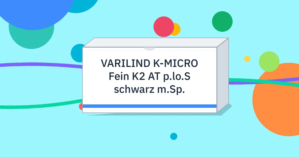 Symbolbild: Packung mit der Aufschrift VARILIND K-MICRO Fein K2 AT p.lo.S schwarz m.Sp. (PZN 20553787) – Verfügbarkeit und Bezug in Apotheken in Frankfurt am Main