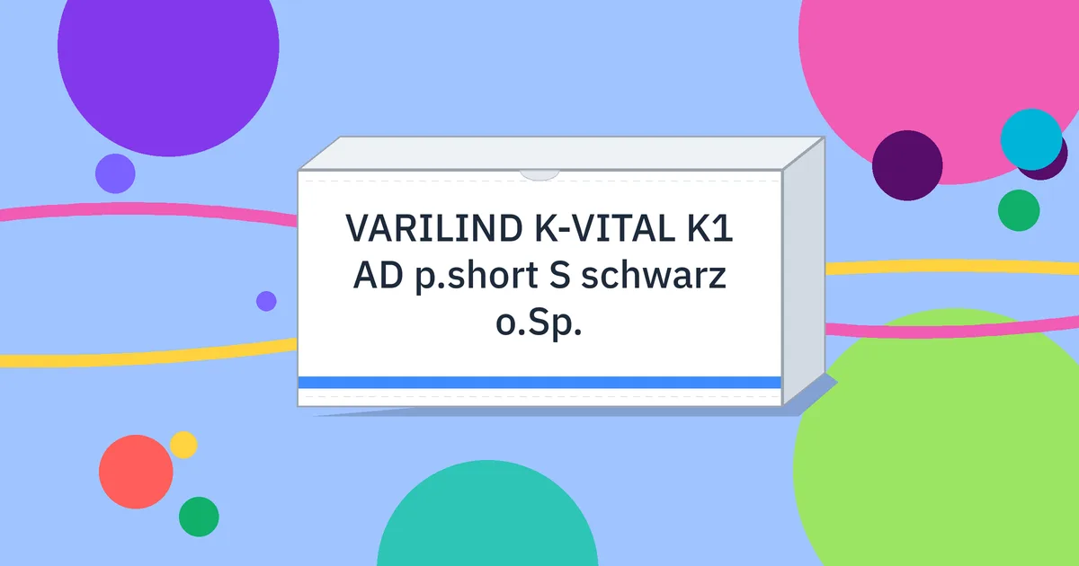 Symbolbild: Packung mit der Aufschrift VARILIND K-VITAL K1 AD p.short S schwarz o.Sp. (PZN 20566873) – Verfügbarkeit und Bezug in Apotheken in Frankfurt am Main