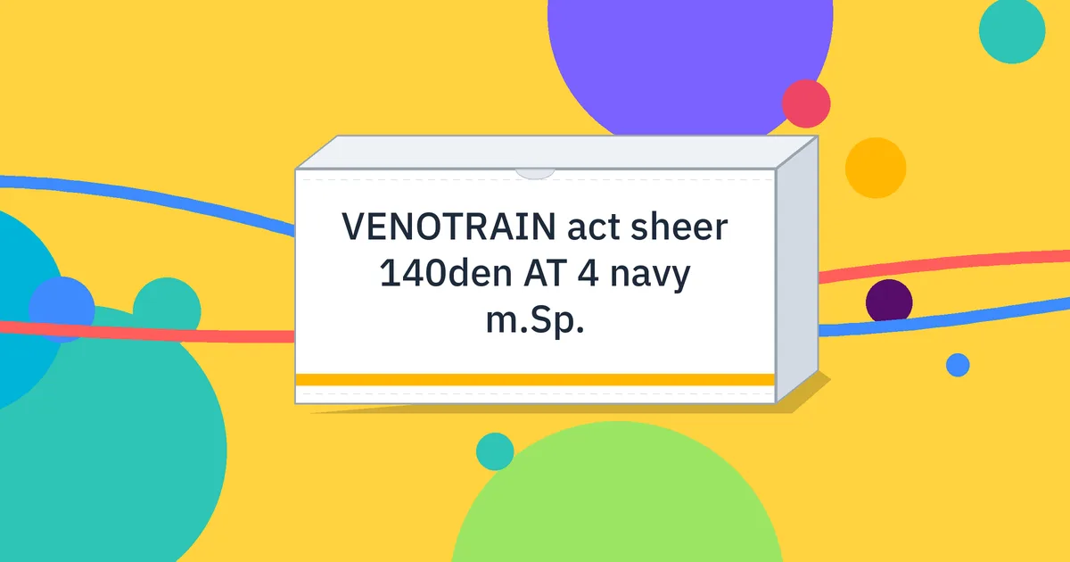 Symbolbild: Packung mit der Aufschrift VENOTRAIN act sheer 140den AT 4 navy m.Sp. (PZN 16207192) – Verfügbarkeit und Bezug in Apotheken in Frankfurt am Main