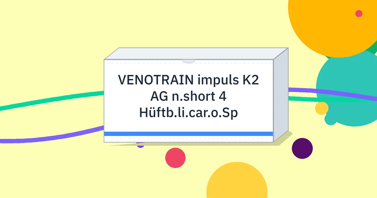 Symbolbild: Packung mit der Aufschrift VENOTRAIN impuls K2 AG n.short 4 Hüftb.li.car.o.Sp (PZN 08423651) – Verfügbarkeit und Bezug in Apotheken in Frankfurt am Main