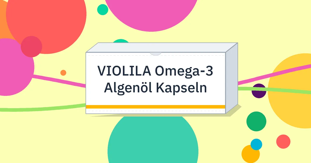 Symbolbild: Packung mit der Aufschrift VIOLILA Omega-3 Algenöl Kapseln (PZN 11590542) – Verfügbarkeit und Bezug in Apotheken in Frankfurt am Main