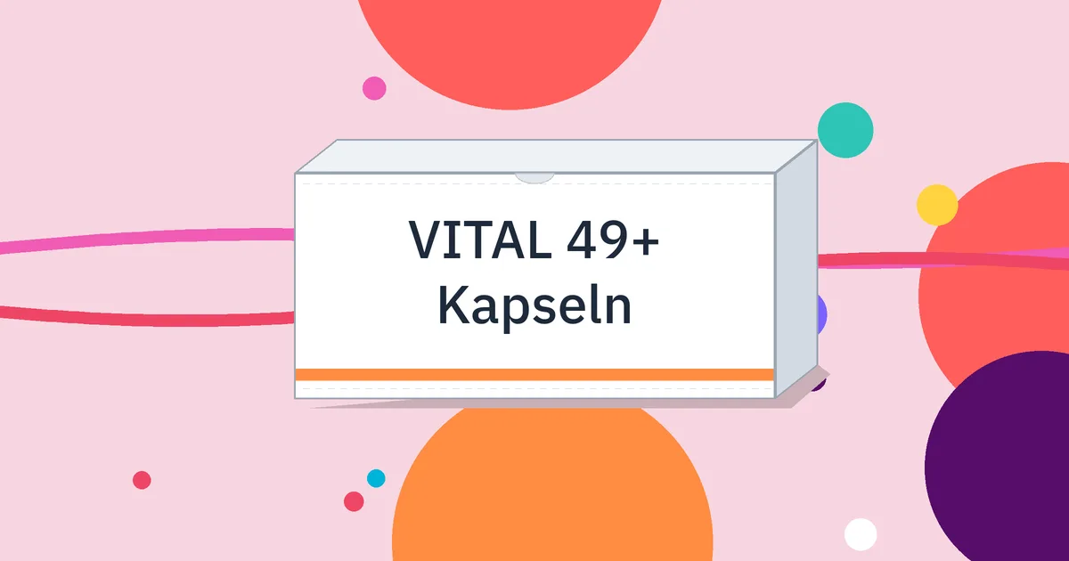 Symbolbild: Packung mit der Aufschrift VITAL 49+ Kapseln (PZN 09695498) – Verfügbarkeit und Bezug in Apotheken in Frankfurt am Main