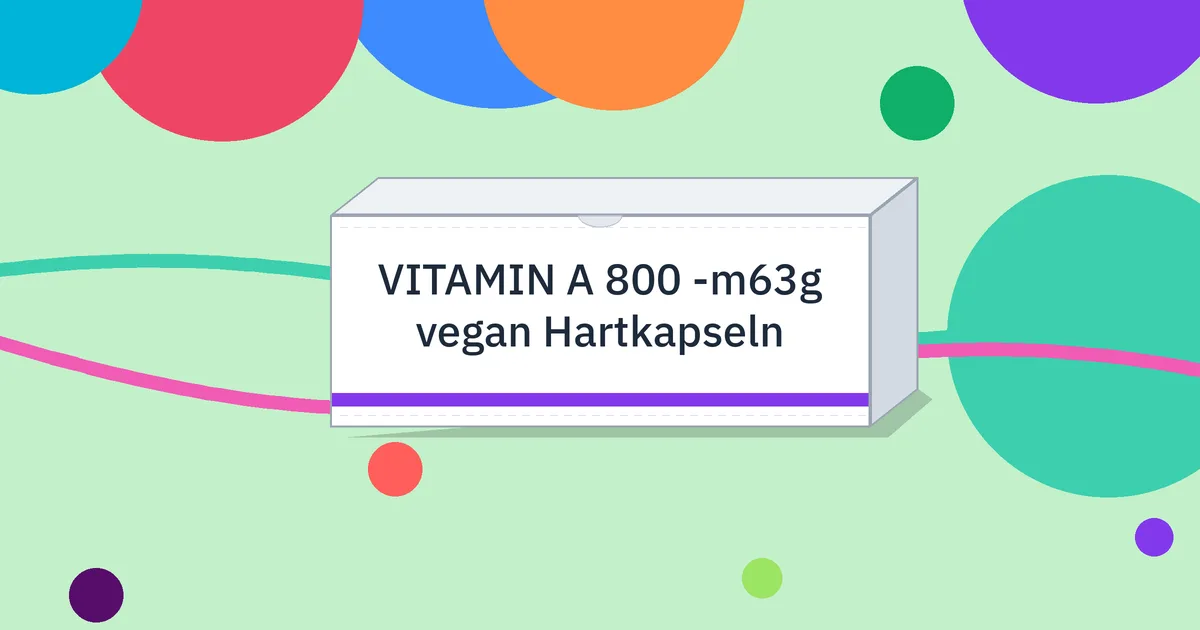 Symbolbild: Packung mit der Aufschrift VITAMIN A 800 -m63g vegan Hartkapseln (PZN 20374777) – Verfügbarkeit und Bezug in Apotheken in Frankfurt am Main