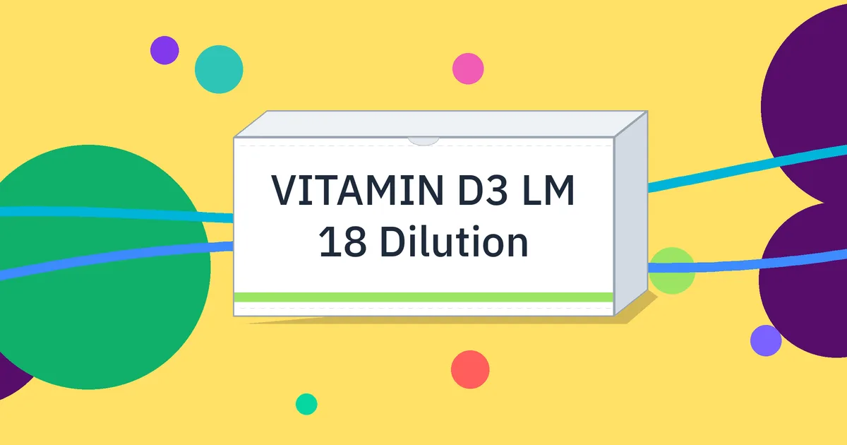 Symbolbild: Packung mit der Aufschrift VITAMIN D3 LM 18 Dilution (PZN 13278872) – Verfügbarkeit und Bezug in Apotheken in Frankfurt am Main