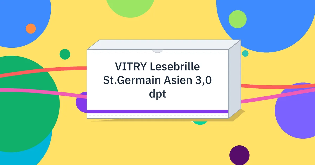 Symbolbild: Packung mit der Aufschrift VITRY Lesebrille St.Germain Asien 3,0 dpt (PZN 15623178) – Verfügbarkeit und Bezug in Apotheken in Frankfurt am Main