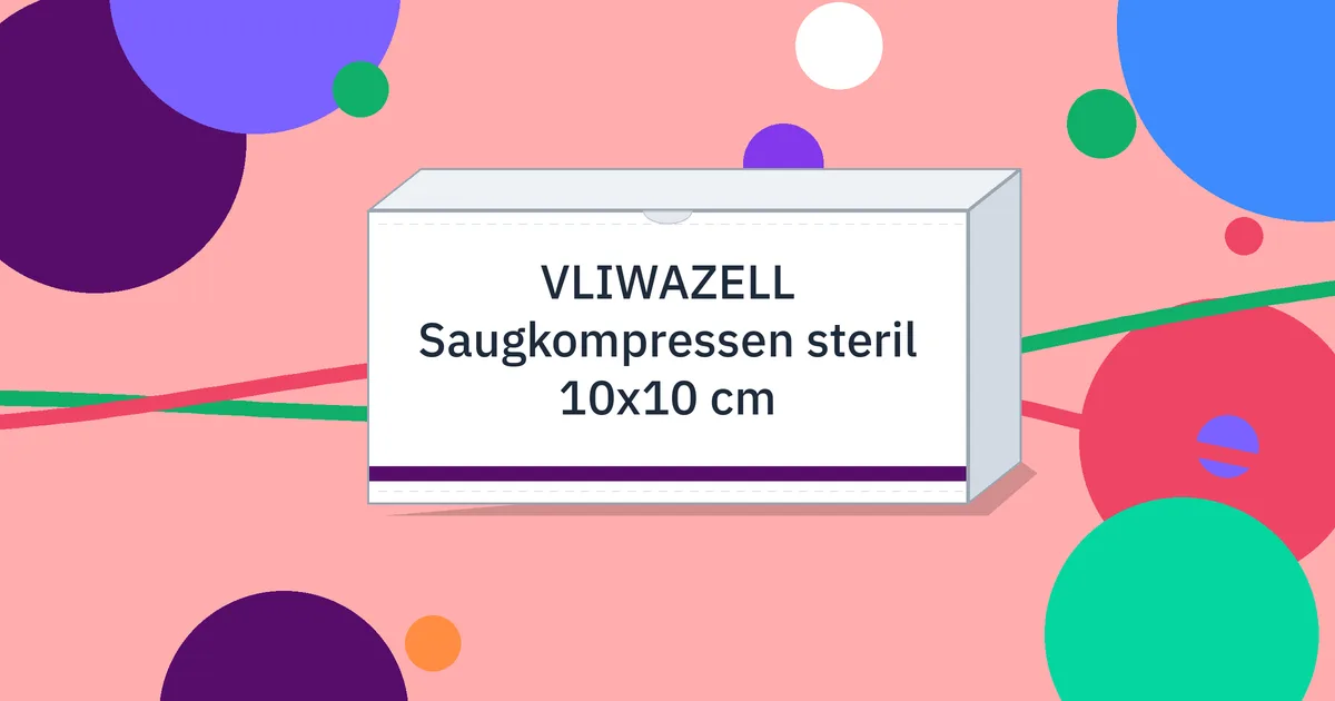 Symbolbild: Packung mit der Aufschrift VLIWAZELL Saugkompressen steril 10x10 cm (PZN 16516757) – Verfügbarkeit und Bezug in Apotheken in Frankfurt am Main