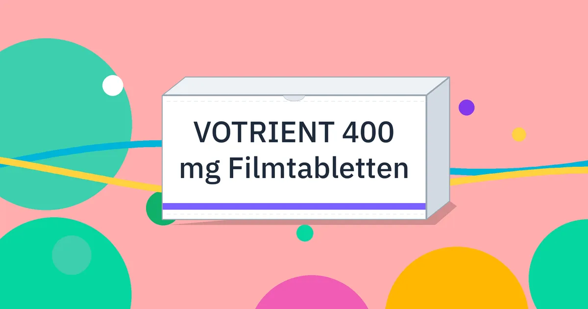 Symbolbild: Packung mit der Aufschrift VOTRIENT 400 mg Filmtabletten (PZN 11182636) – Verfügbarkeit und Bezug in Apotheken in Frankfurt am Main