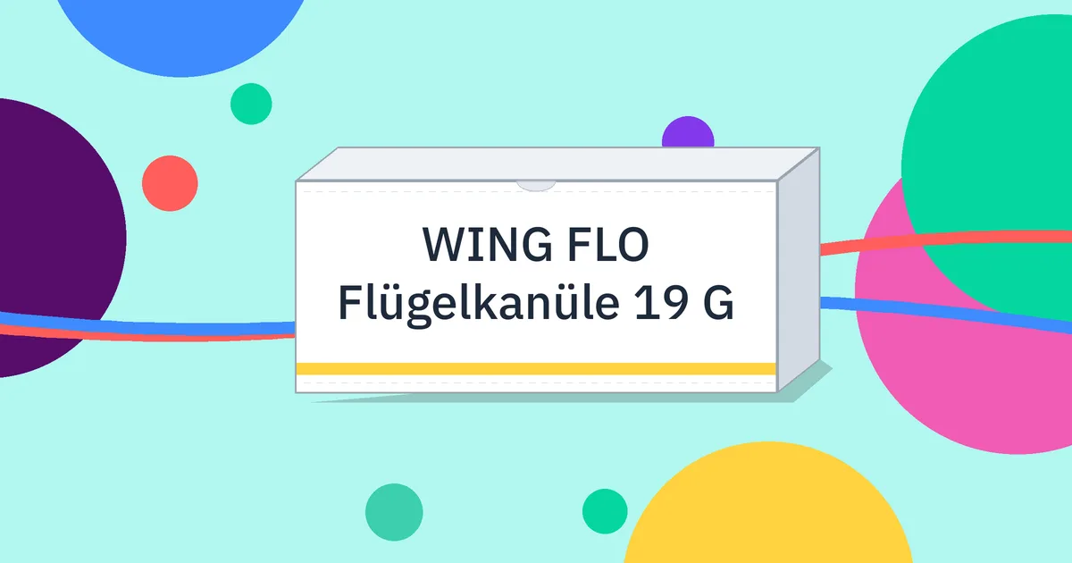 Symbolbild: Packung mit der Aufschrift WING FLO Flügelkanüle 19 G (PZN 09379722) – Verfügbarkeit und Bezug in Apotheken in Frankfurt am Main