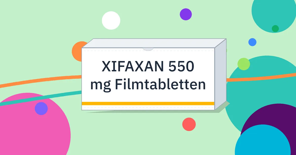 Symbolbild: Packung mit der Aufschrift XIFAXAN 550 mg Filmtabletten (PZN 17400494) – Verfügbarkeit und Bezug in Apotheken in Frankfurt am Main
