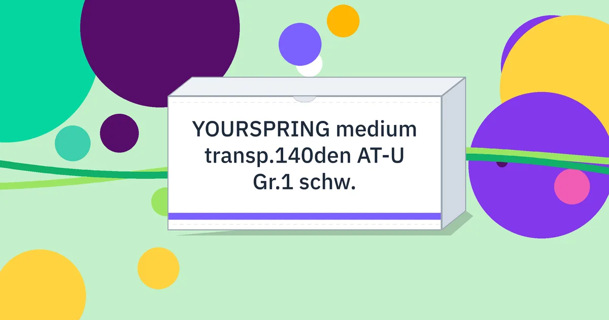 Symbolbild: Packung mit der Aufschrift YOURSPRING medium transp.140den AT-U Gr.1 schw. (PZN 18057443) – Verfügbarkeit und Bezug in Apotheken in Frankfurt am Main