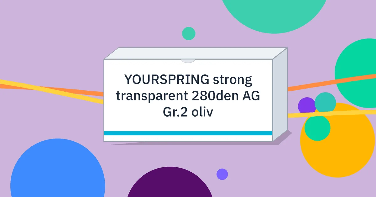 Symbolbild: Packung mit der Aufschrift YOURSPRING strong transparent 280den AG Gr.2 oliv (PZN 18058129) – Verfügbarkeit und Bezug in Apotheken in Frankfurt am Main