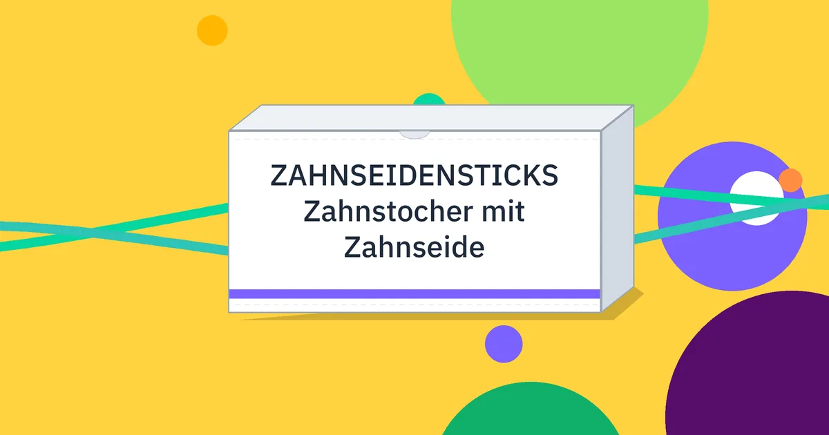 Symbolbild: Packung mit der Aufschrift ZAHNSEIDENSTICKS Zahnstocher mit Zahnseide (PZN 11714688) – Verfügbarkeit und Bezug in Apotheken in Frankfurt am Main