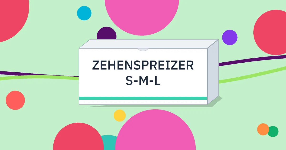 Symbolbild: Packung mit der Aufschrift ZEHENSPREIZER S-M-L (PZN 02773634) – Verfügbarkeit und Bezug in Apotheken in Frankfurt am Main