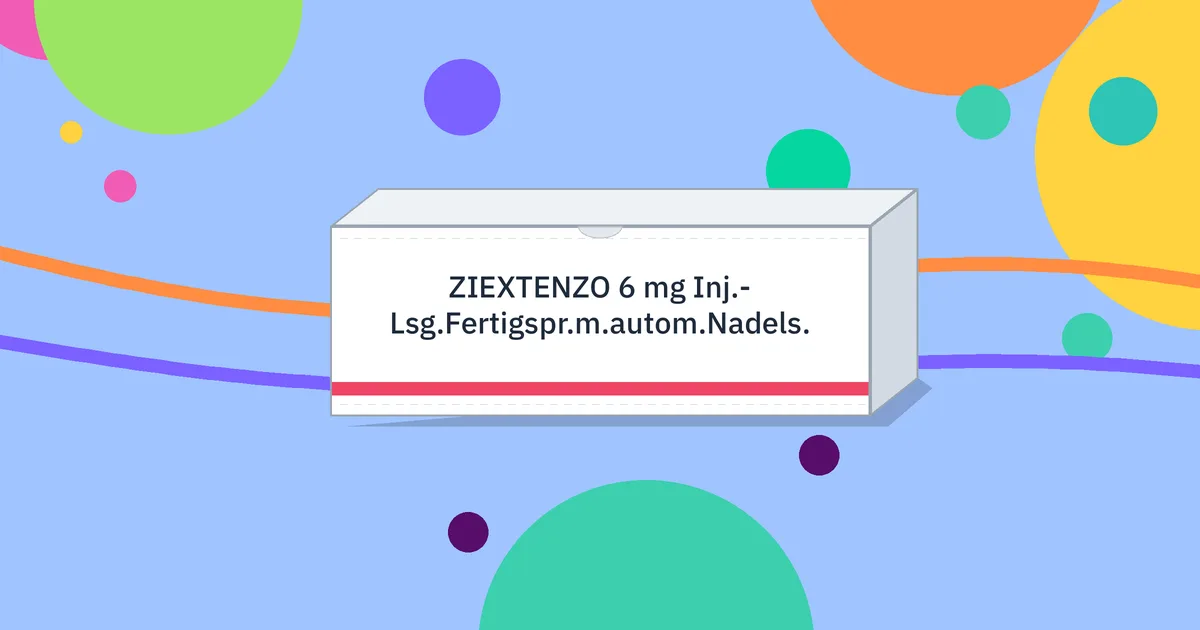 Symbolbild: Packung mit der Aufschrift ZIEXTENZO 6 mg Inj.-Lsg.Fertigspr.m.autom.Nadels. (PZN 16199647) – Verfügbarkeit und Bezug in Apotheken in Frankfurt am Main