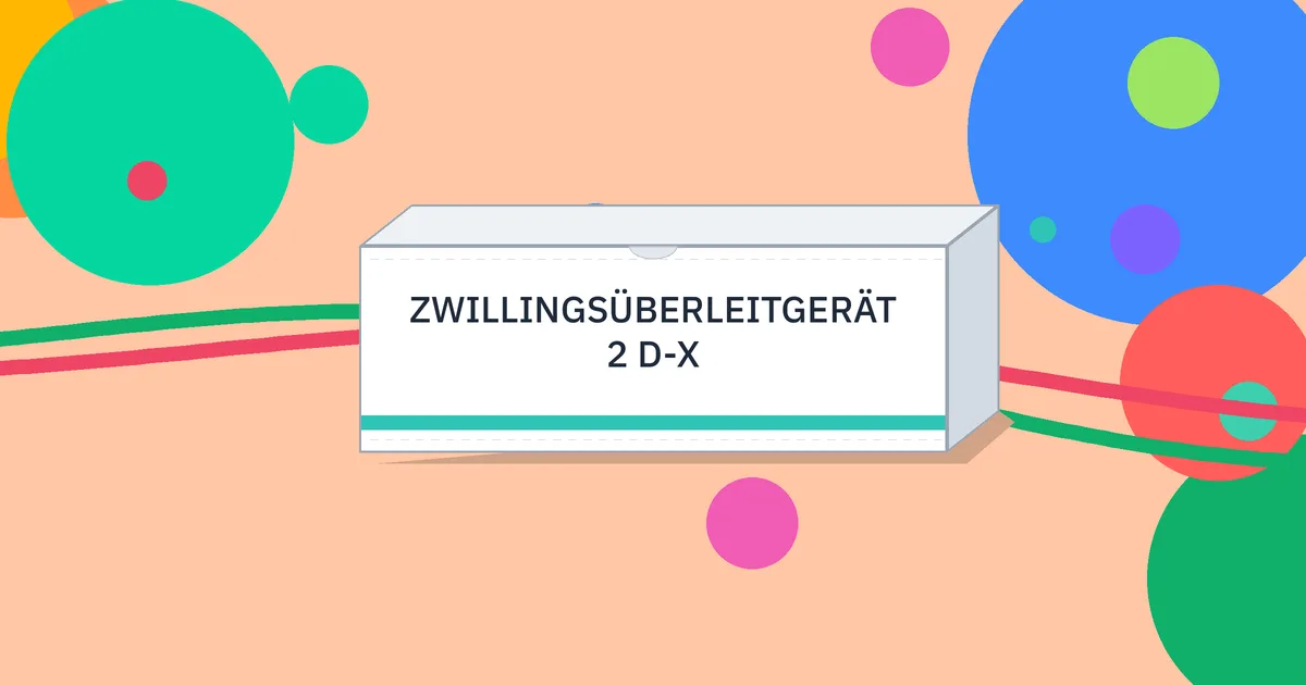 Symbolbild: Packung mit der Aufschrift ZWILLINGSÜBERLEITGERÄT 2 D-X (PZN 08620630) – Verfügbarkeit und Bezug in Apotheken in Frankfurt am Main