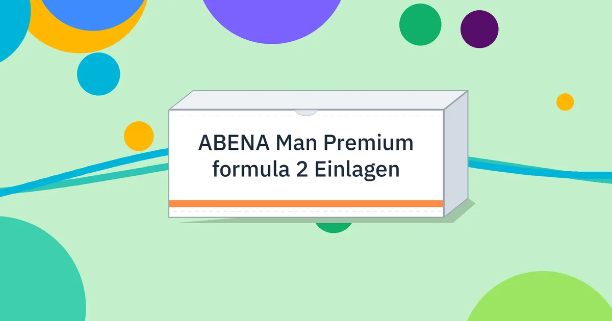 Symbolbild: Packung mit der Aufschrift ABENA Man Premium formula 2 Einlagen (PZN 18007557) – Verfügbarkeit und Bezug in Apotheken in Frankfurt am Main
