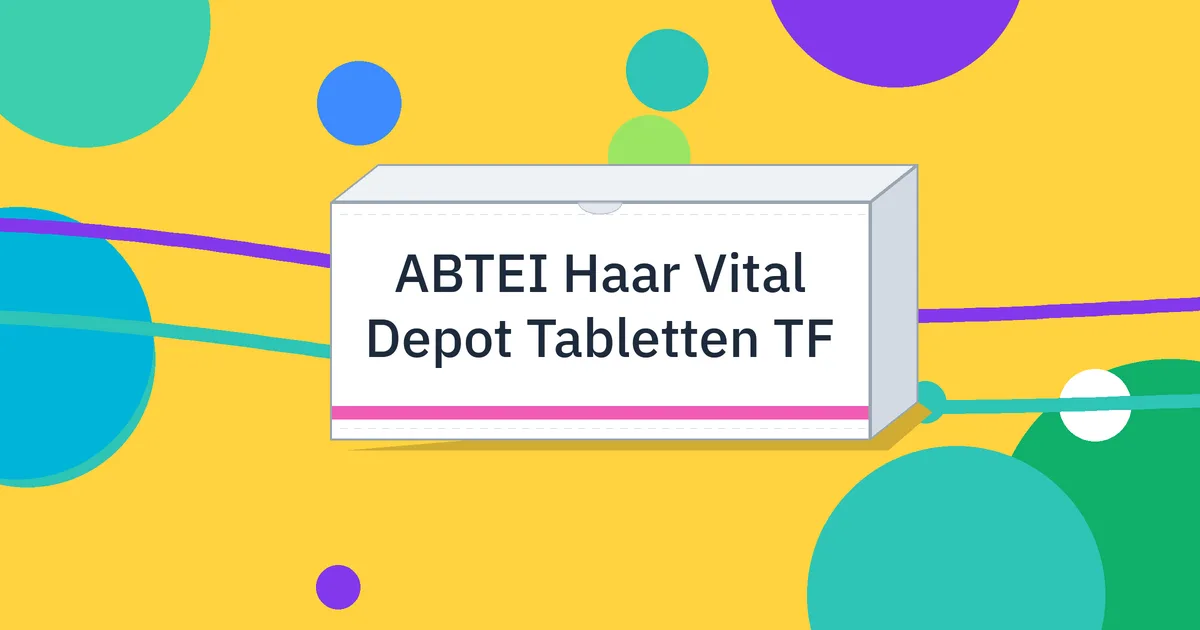 Symbolbild: Packung mit der Aufschrift ABTEI Haar Vital Depot Tabletten TF (PZN 17908442) – Verfügbarkeit und Bezug in Apotheken in Frankfurt am Main