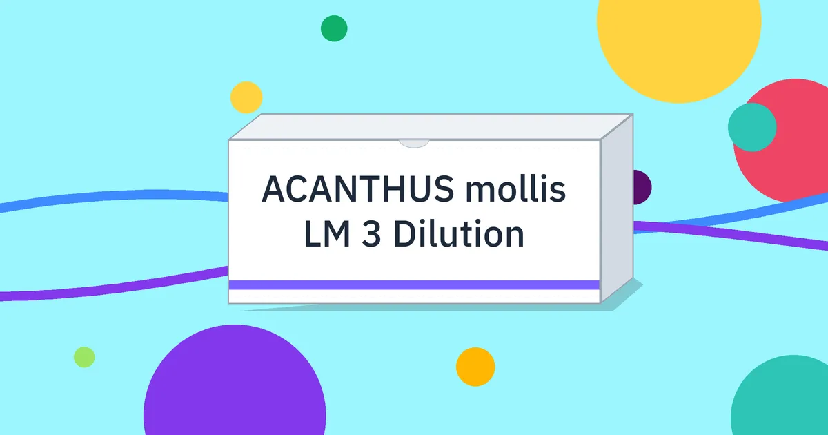 Symbolbild: Packung mit der Aufschrift ACANTHUS mollis LM 3 Dilution (PZN 13263020) – Verfügbarkeit und Bezug in Apotheken in Frankfurt am Main