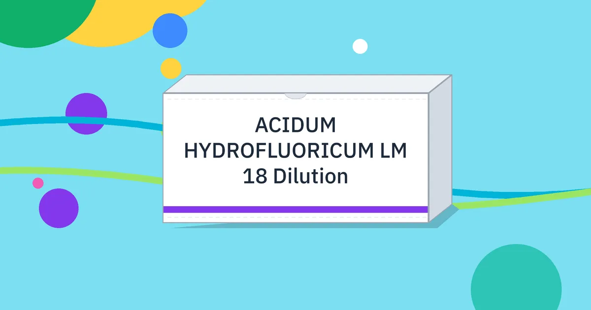 Symbolbild: Packung mit der Aufschrift ACIDUM HYDROFLUORICUM LM 18 Dilution (PZN 13500448) – Verfügbarkeit und Bezug in Apotheken in Frankfurt am Main