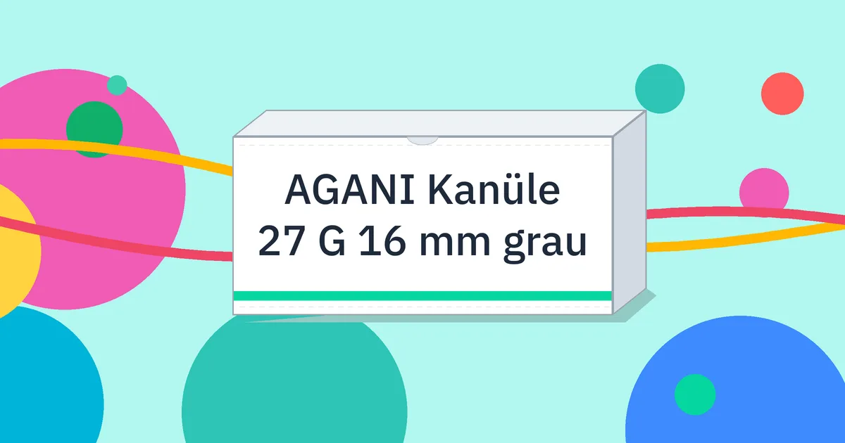 Symbolbild: Packung mit der Aufschrift AGANI Kanüle 27 G 16 mm grau (PZN 01802859) – Verfügbarkeit und Bezug in Apotheken in Frankfurt am Main