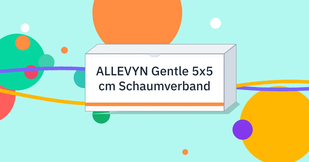 Symbolbild: Packung mit der Aufschrift ALLEVYN Gentle 5x5 cm Schaumverband (PZN 10182172) – Verfügbarkeit und Bezug in Apotheken in Frankfurt am Main
