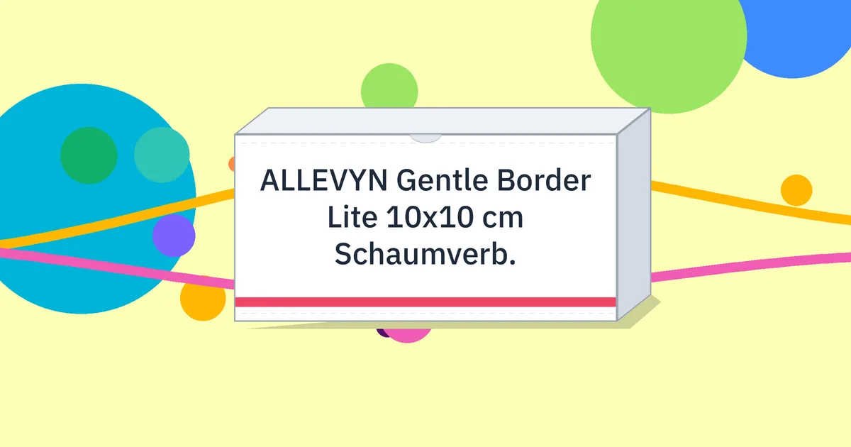 Symbolbild: Packung mit der Aufschrift ALLEVYN Gentle Border Lite 10x10 cm Schaumverb. (PZN 19904833) – Verfügbarkeit und Bezug in Apotheken in Frankfurt am Main