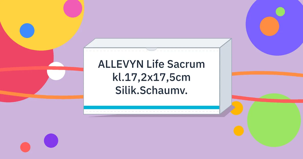 Symbolbild: Packung mit der Aufschrift ALLEVYN Life Sacrum kl.17,2x17,5cm Silik.Schaumv. (PZN 13347662) – Verfügbarkeit und Bezug in Apotheken in Frankfurt am Main