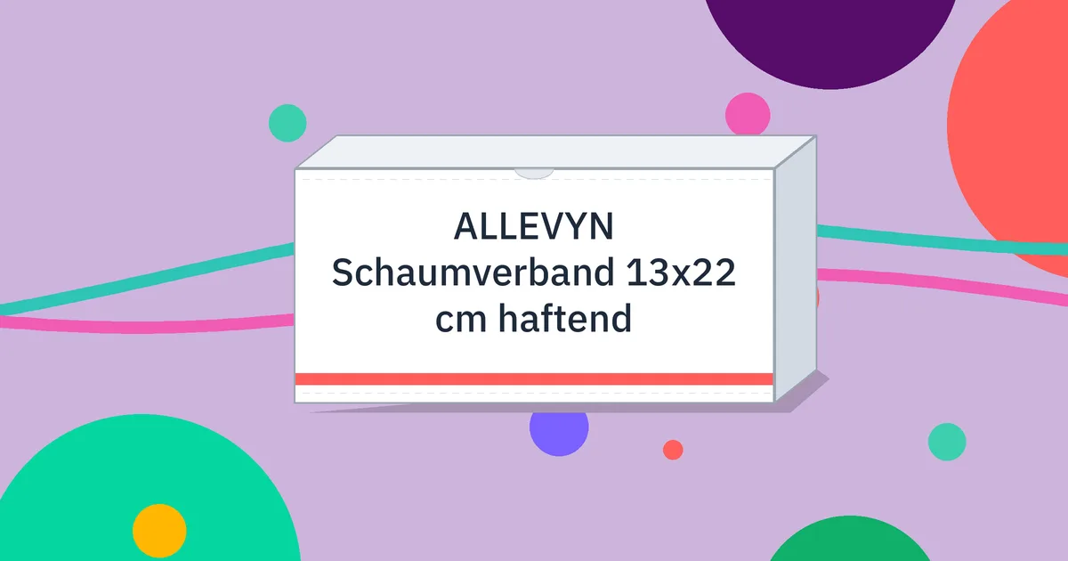 Symbolbild: Packung mit der Aufschrift ALLEVYN Schaumverband 13x22 cm haftend (PZN 02177524) – Verfügbarkeit und Bezug in Apotheken in Frankfurt am Main