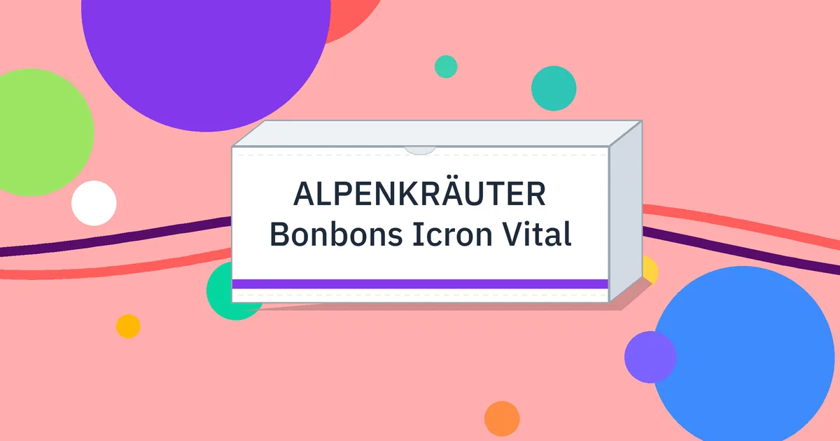 Symbolbild: Packung mit der Aufschrift ALPENKRÄUTER Bonbons Icron Vital (PZN 09493783) – Verfügbarkeit und Bezug in Apotheken in Frankfurt am Main