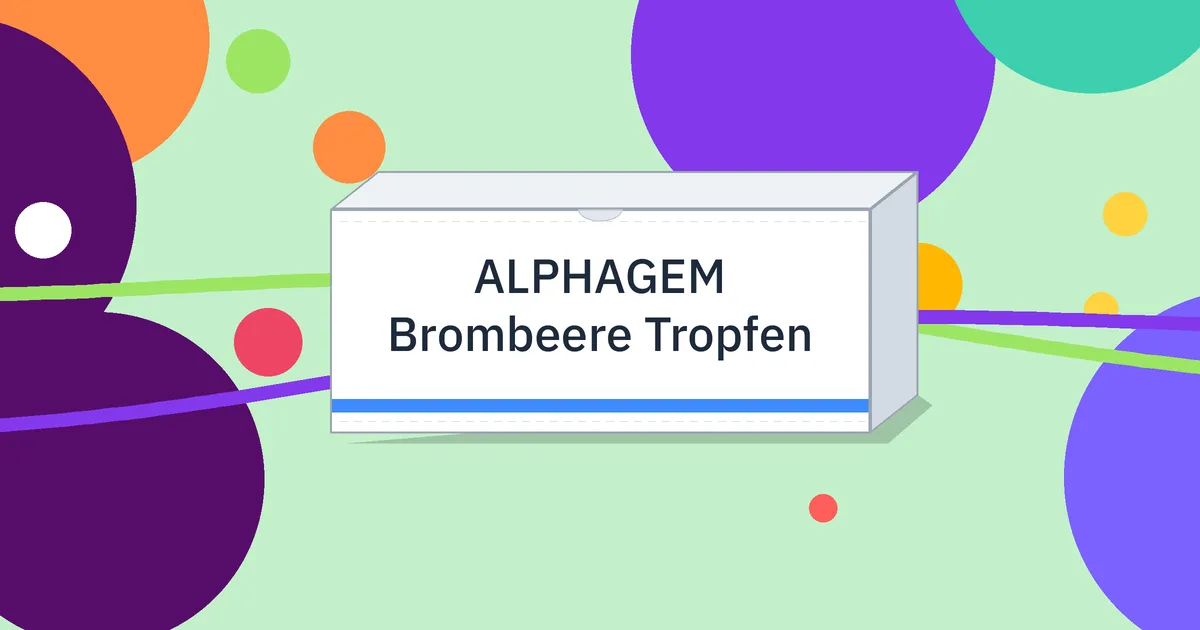 Symbolbild: Packung mit der Aufschrift ALPHAGEM Brombeere Tropfen (PZN 20297344) – Verfügbarkeit und Bezug in Apotheken in Frankfurt am Main