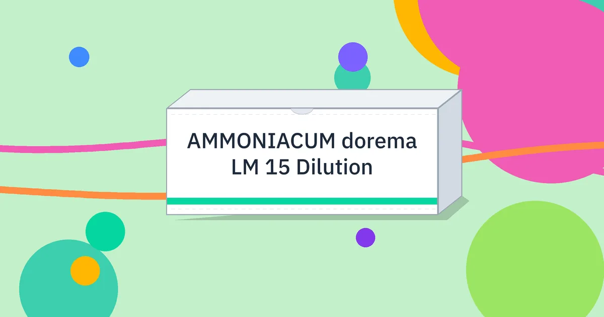 Symbolbild: Packung mit der Aufschrift AMMONIACUM dorema LM 15 Dilution (PZN 13319039) – Verfügbarkeit und Bezug in Apotheken in Frankfurt am Main