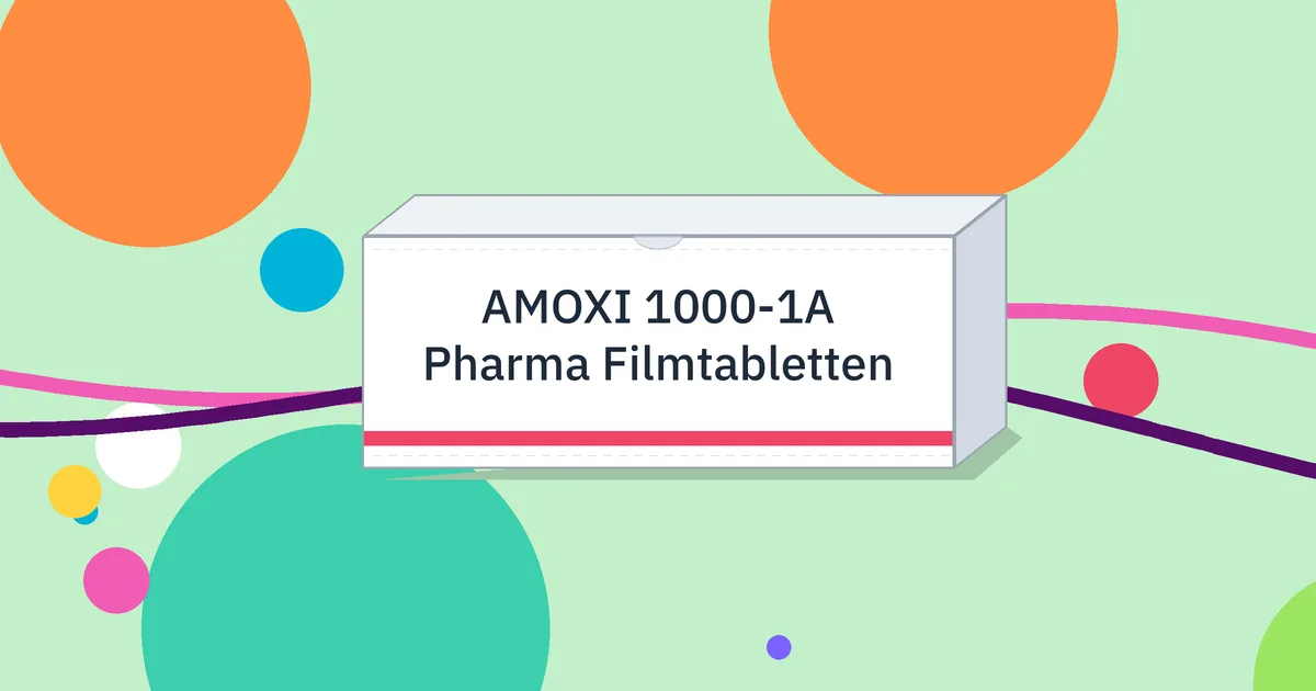Symbolbild: Packung mit der Aufschrift AMOXI 1000-1A Pharma Filmtabletten (PZN 00658805) – Verfügbarkeit und Bezug in Apotheken in Frankfurt am Main