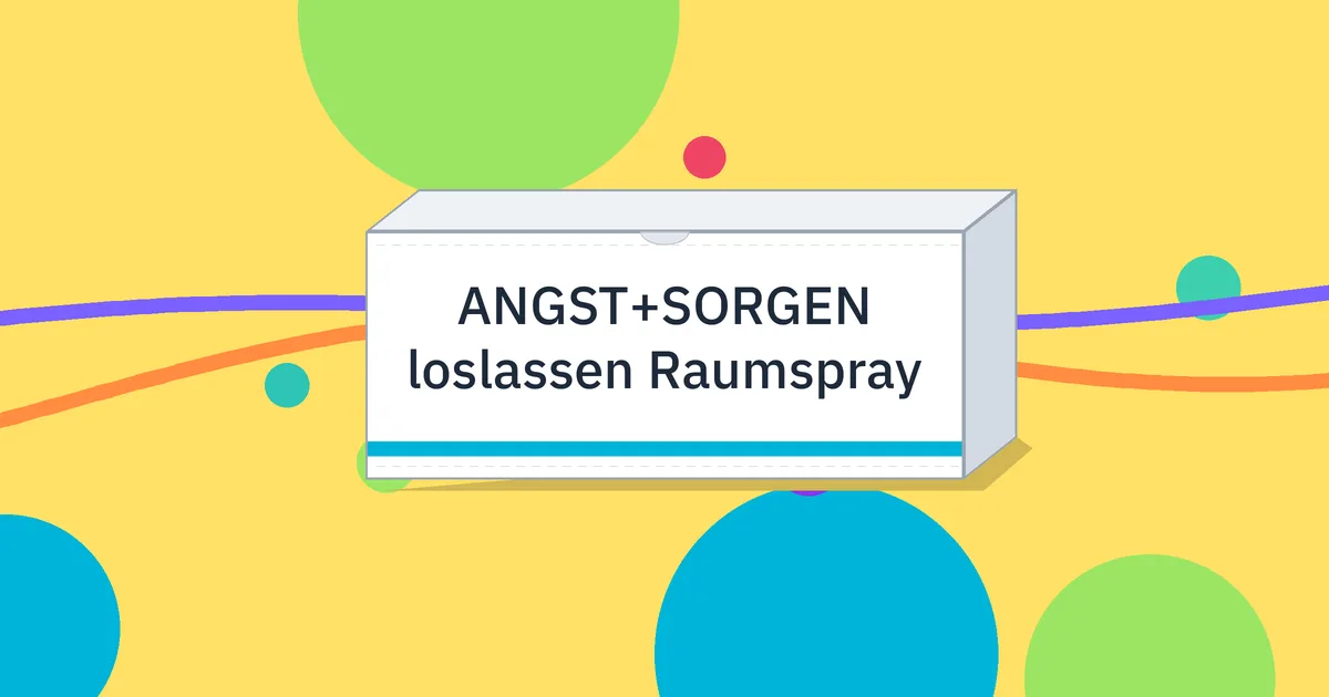 Symbolbild: Packung mit der Aufschrift ANGST+SORGEN loslassen Raumspray (PZN 20921162) – Verfügbarkeit und Bezug in Apotheken in Frankfurt am Main
