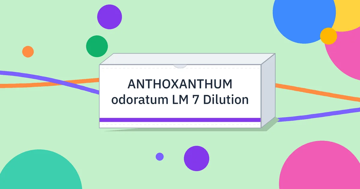 Symbolbild: Packung mit der Aufschrift ANTHOXANTHUM odoratum LM 7 Dilution (PZN 13369787) – Verfügbarkeit und Bezug in Apotheken in Frankfurt am Main