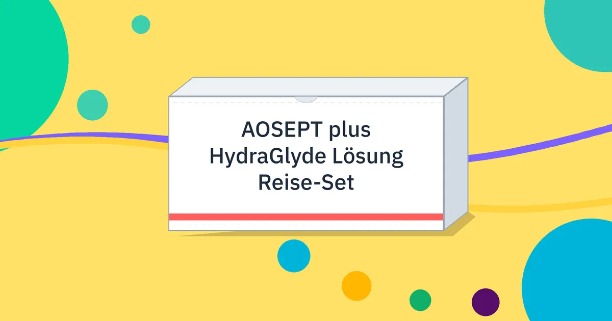 Symbolbild: Packung mit der Aufschrift AOSEPT plus HydraGlyde Lösung Reise-Set (PZN 11126968) – Verfügbarkeit und Bezug in Apotheken in Frankfurt am Main